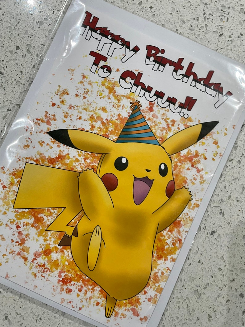 Pikachu Wearing Birthday Hat Birthday Card Pokemon Cards - Etsy