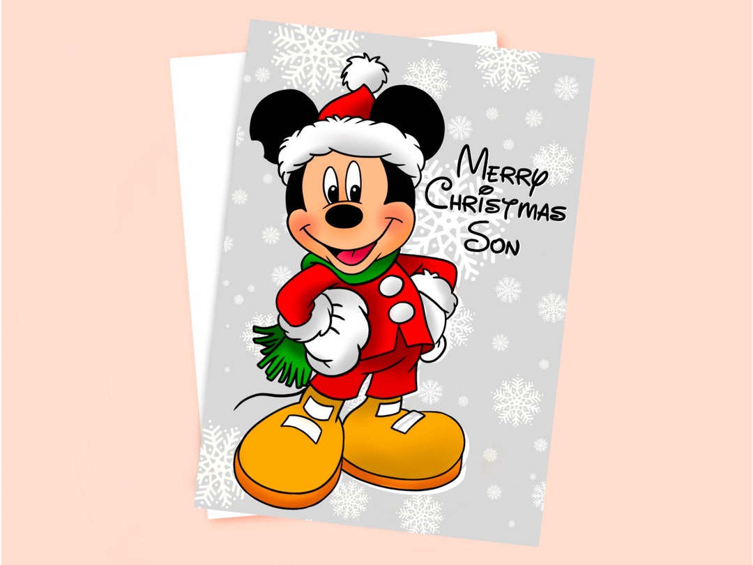 Disney's Mickey Mouse Christmas Card for Son Merry - Etsy