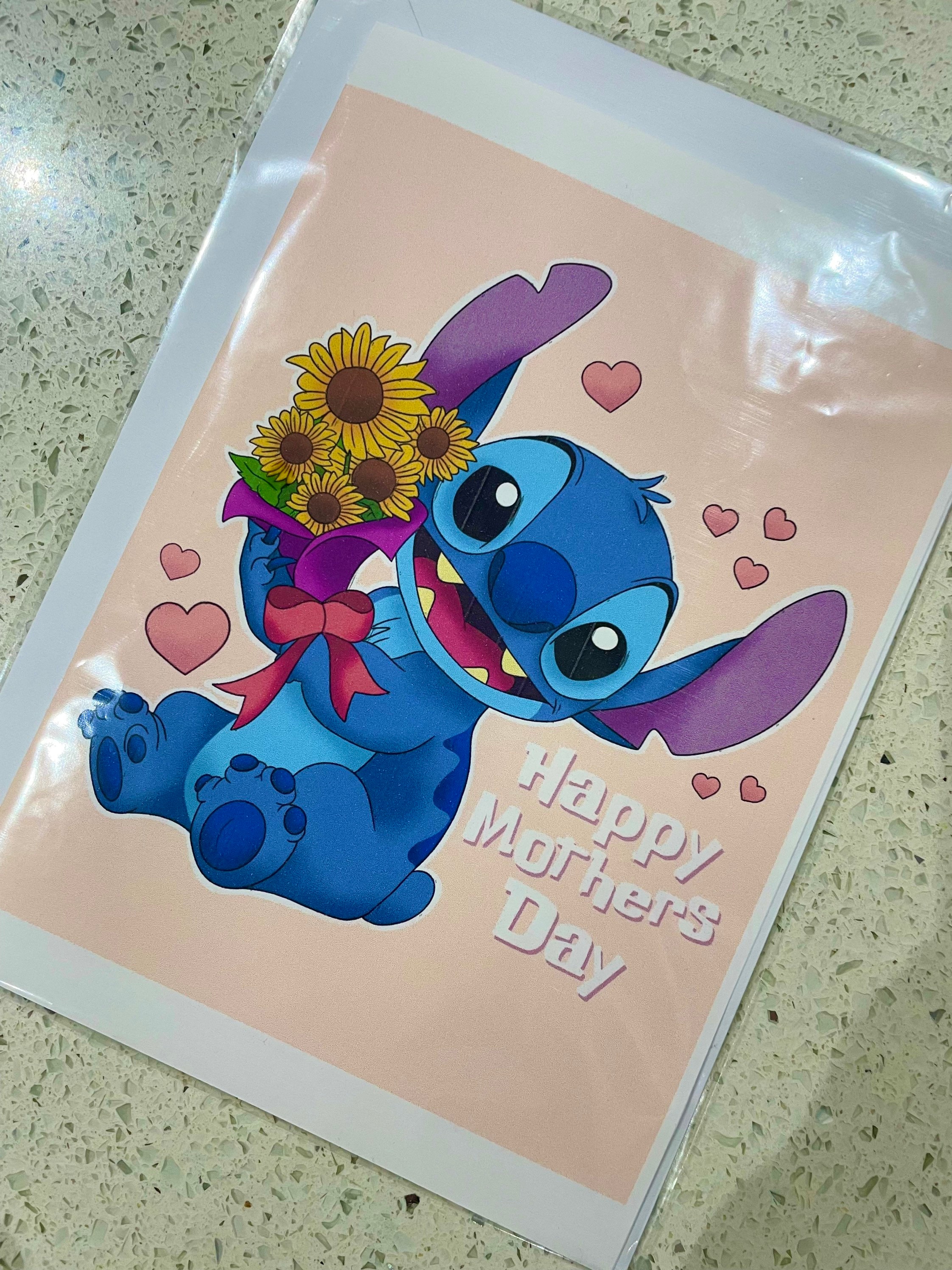 Disney Stitch happy Mothers Day Card, Sunflower Bouquet, Lilo & Stitch ...