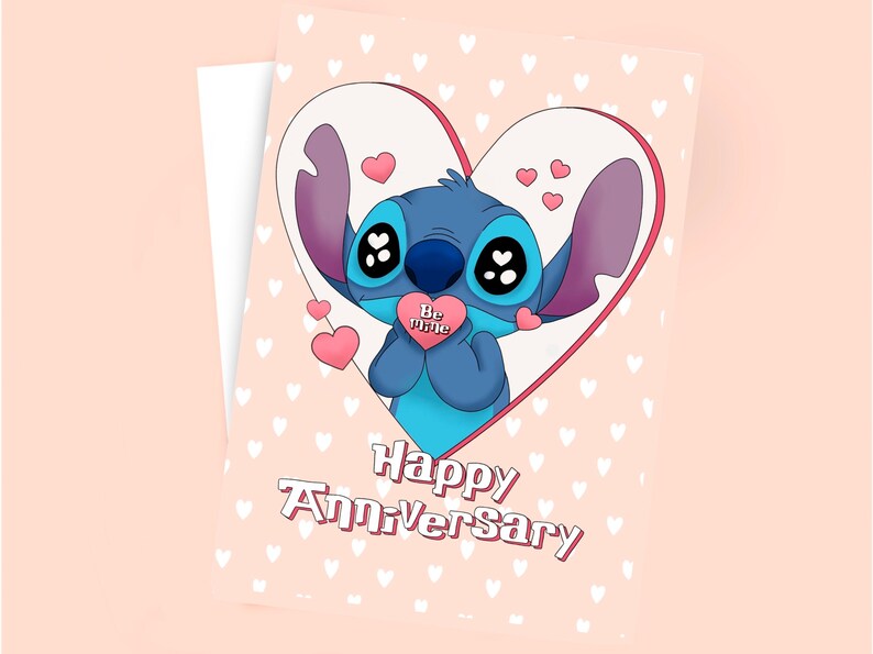 Disney Stitch be Mine Happy Anniversary Card Lilo & Stitch - Etsy