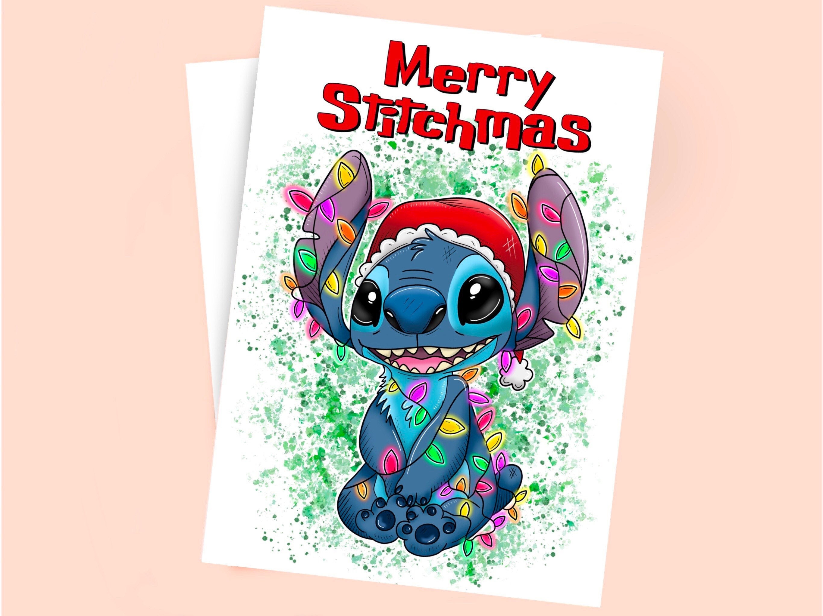 Disney's Stitch Christmas Card, Merry Stitchmas, Kids Cards, Disney ...