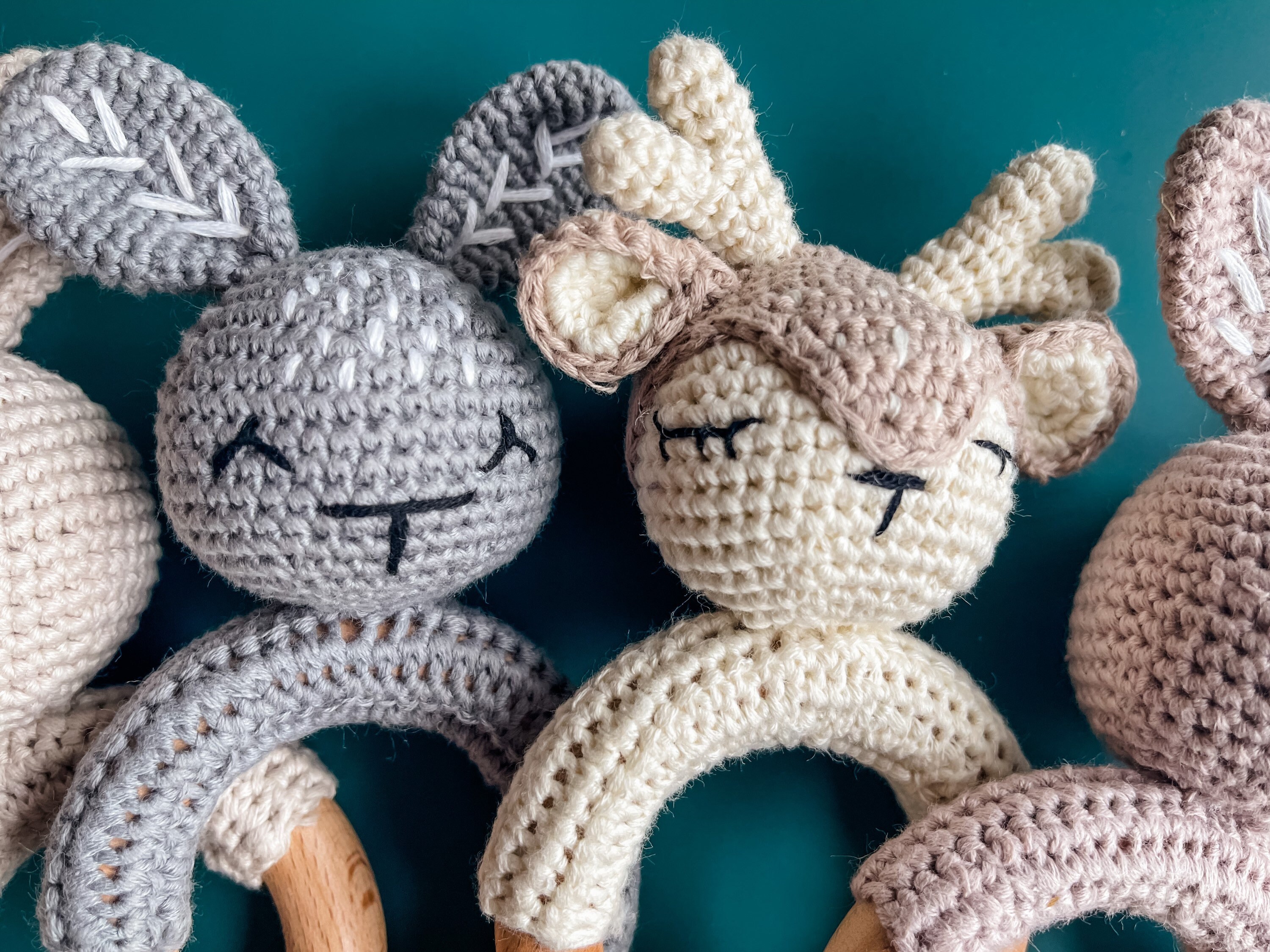 Cotton Knit Animal Wood Ring Rattle - Etsy