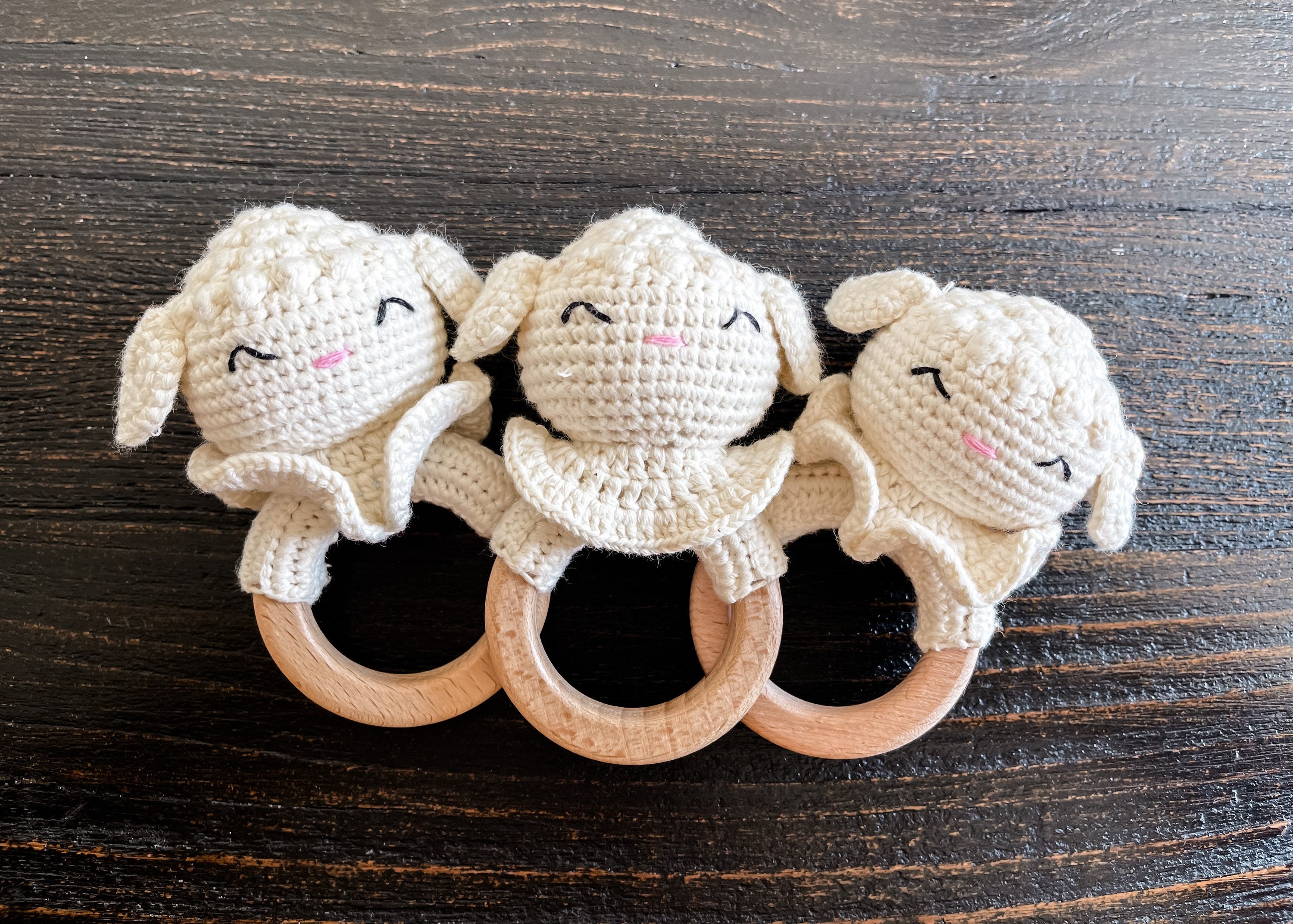 Cotton Knit Animal Wood Ring Rattle - Etsy