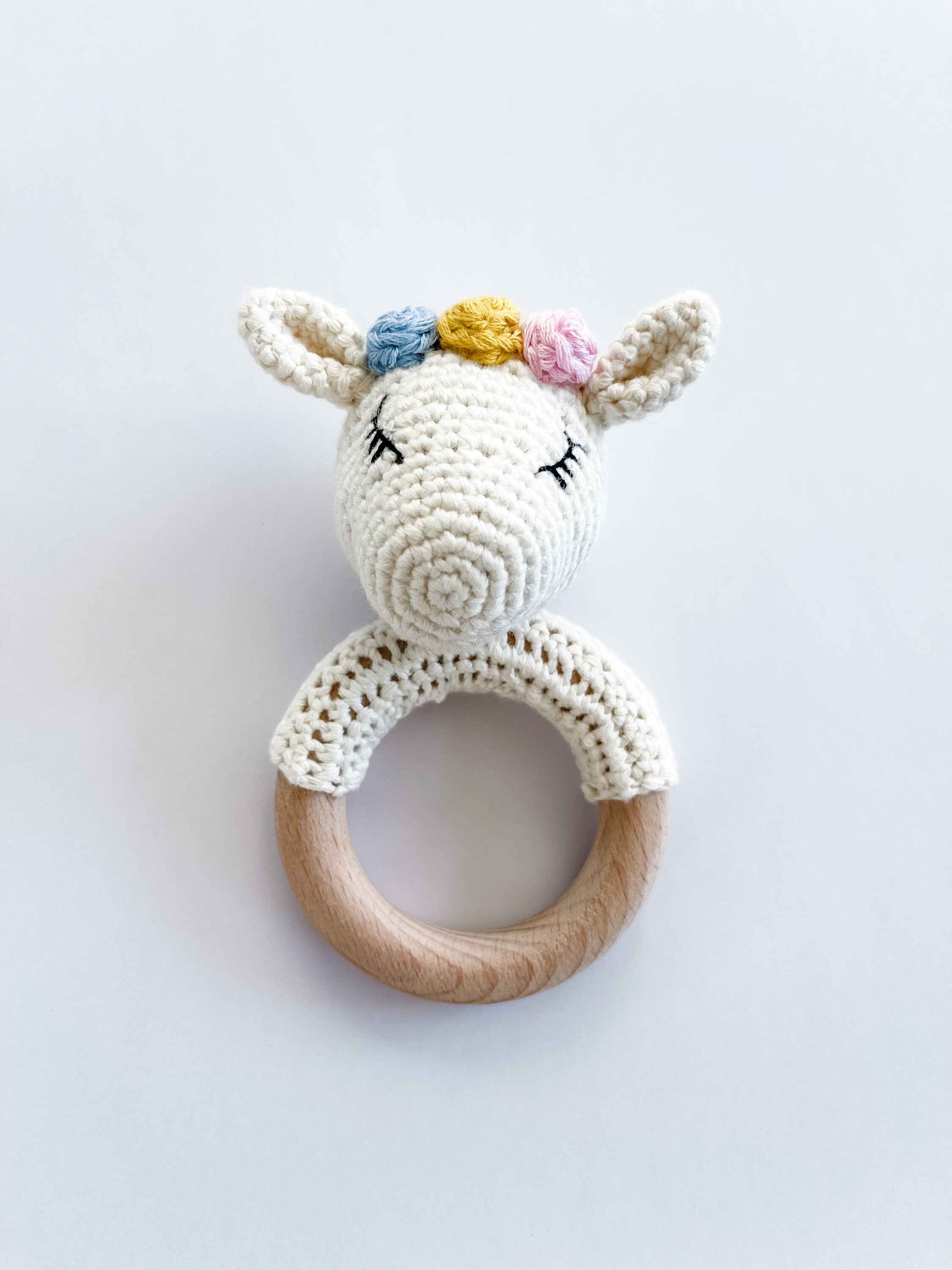 Cotton Knit Animal Wood Ring Rattle - Etsy