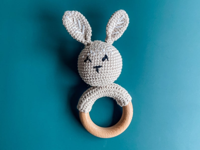 Cotton Knit Animal Wood Ring Rattle - Etsy