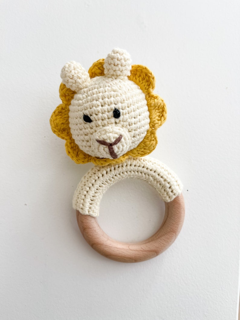 Cotton Knit Animal Wood Ring Rattle - Etsy
