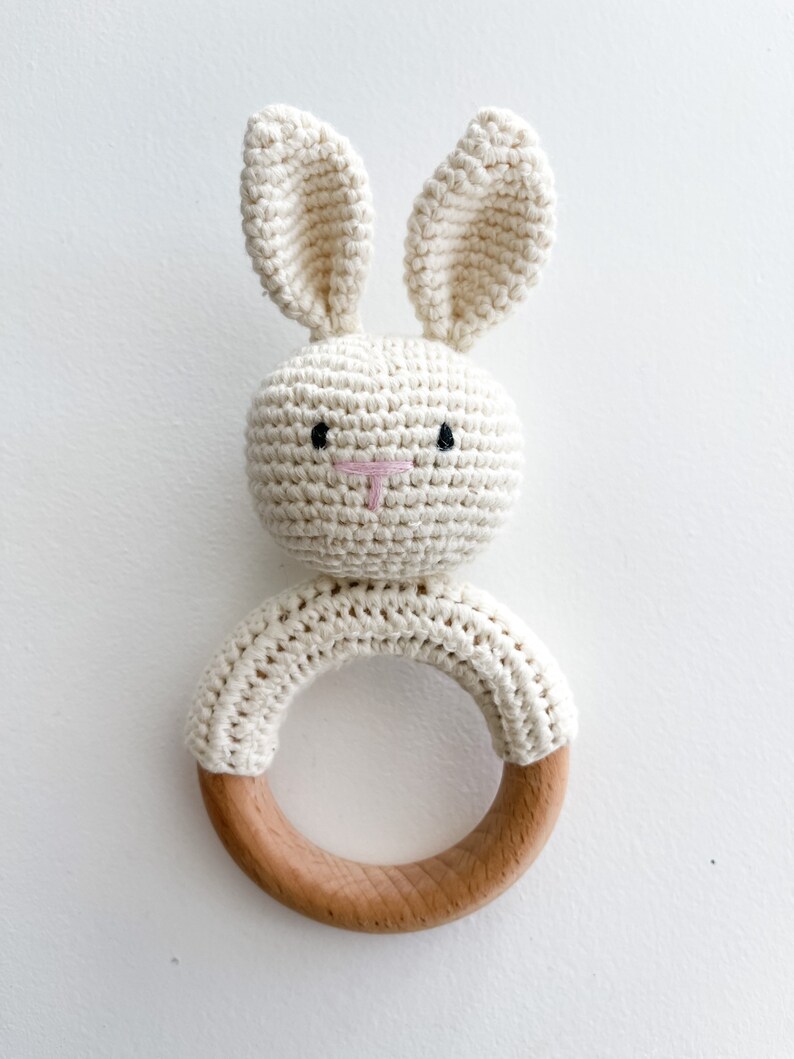 Cotton Knit Animal Wood Ring Rattle - Etsy