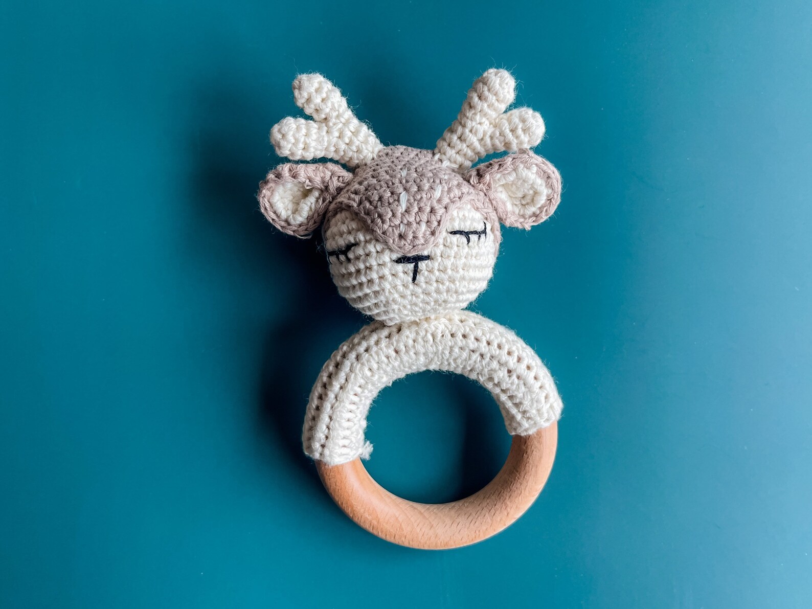 Cotton Knit Animal Wood Ring Rattle - Etsy