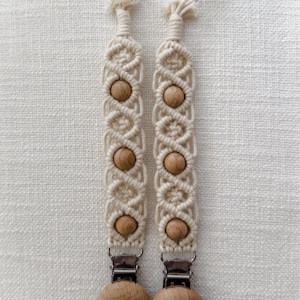 Macrame Pacifier Clip Wood Binky Clip Handmade Binky Clip - Etsy