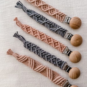 Macrame Pacifier Clip Wood Binky Clip Handmade Binky Clip - Etsy