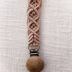 Macrame Pacifier Clip Wood Binky Clip Handmade Binky Clip - Etsy