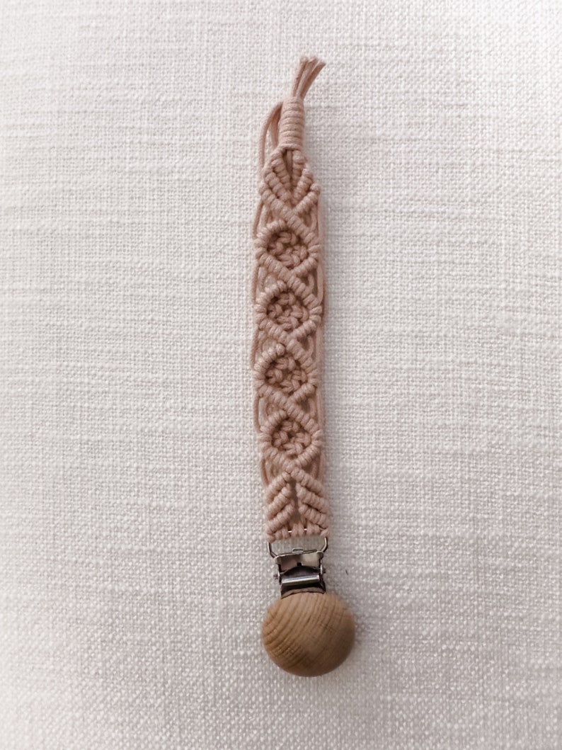 Macrame Pacifier Clip Wood Binky Clip Handmade Binky Clip - Etsy