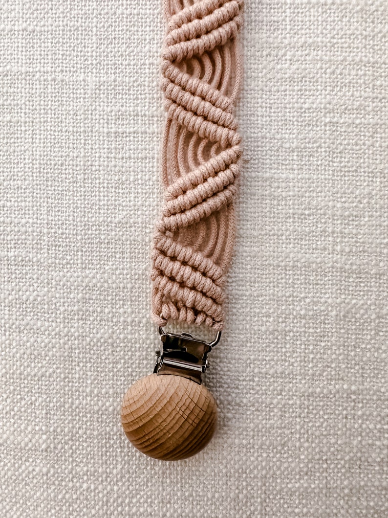 Macrame Pacifier Clip Wood Binky Clip Handmade Binky Clip - Etsy
