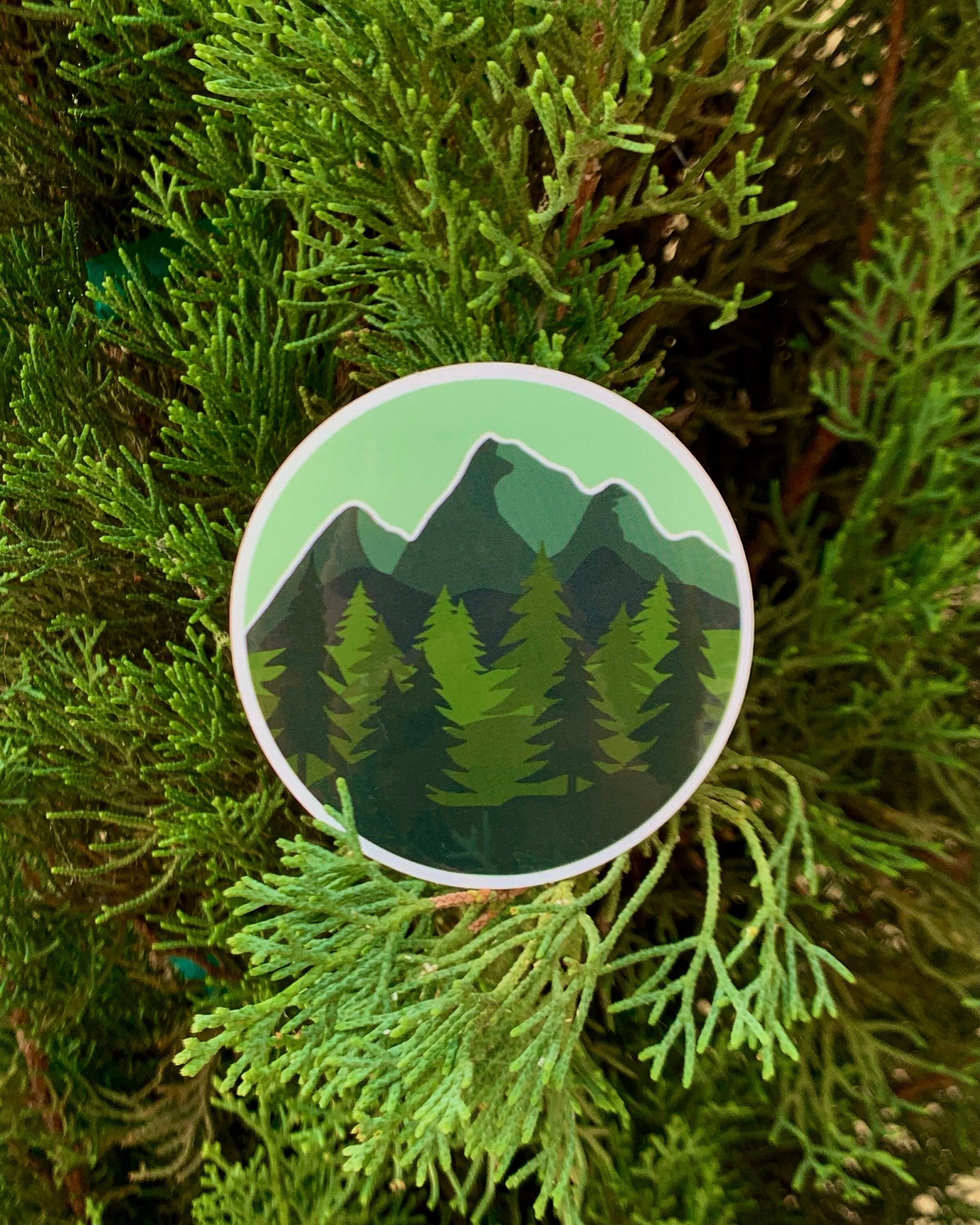 Forest Mountain Landscape Sticker Glossy Coated Vinyl Contour | Etsy