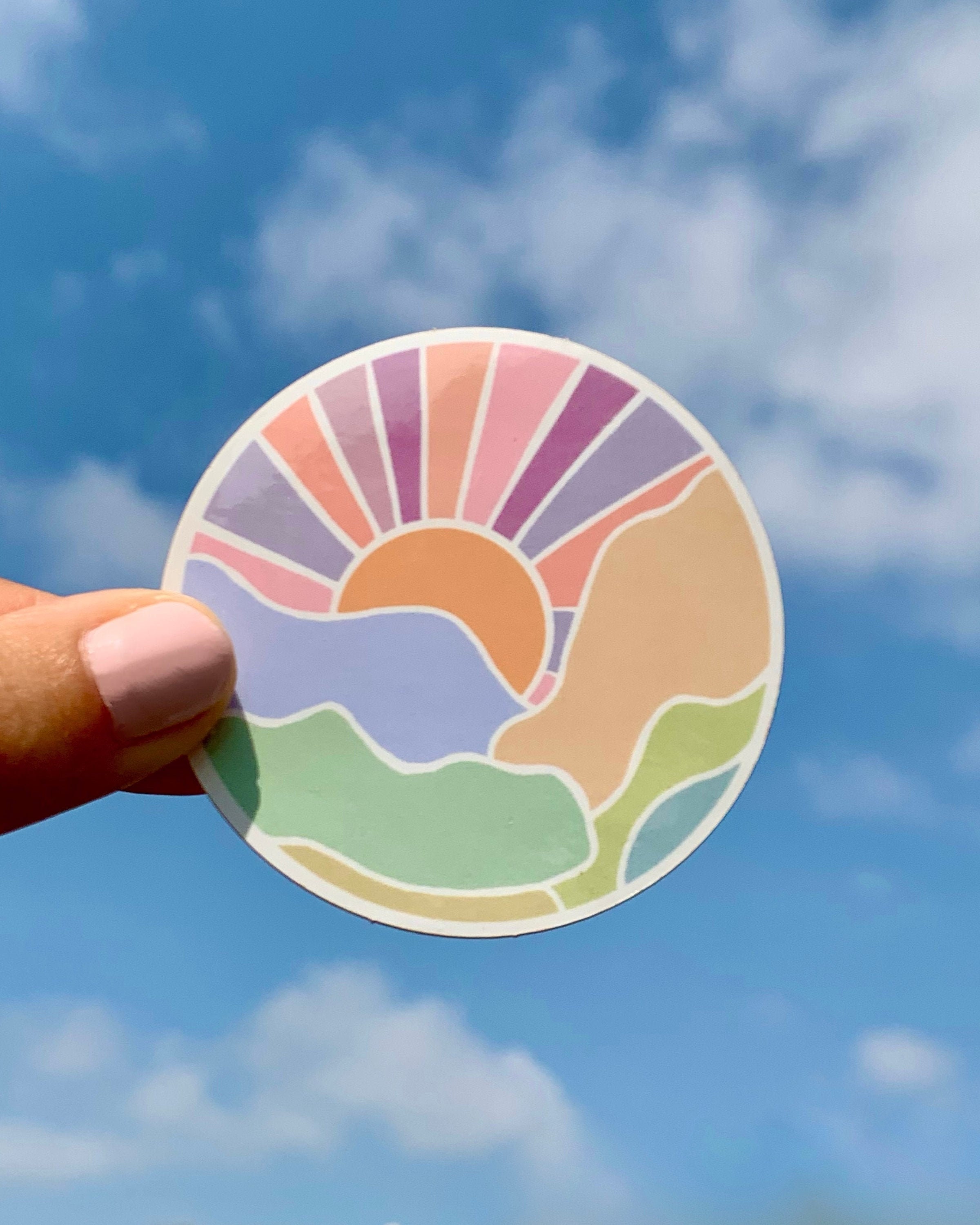 Mountain Sunrise Landscape Sticker Pastel Sticker Beach | Etsy