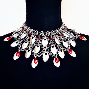 Gothic Lace Dragon Scale Chainmail Choker With Ruby Red ...