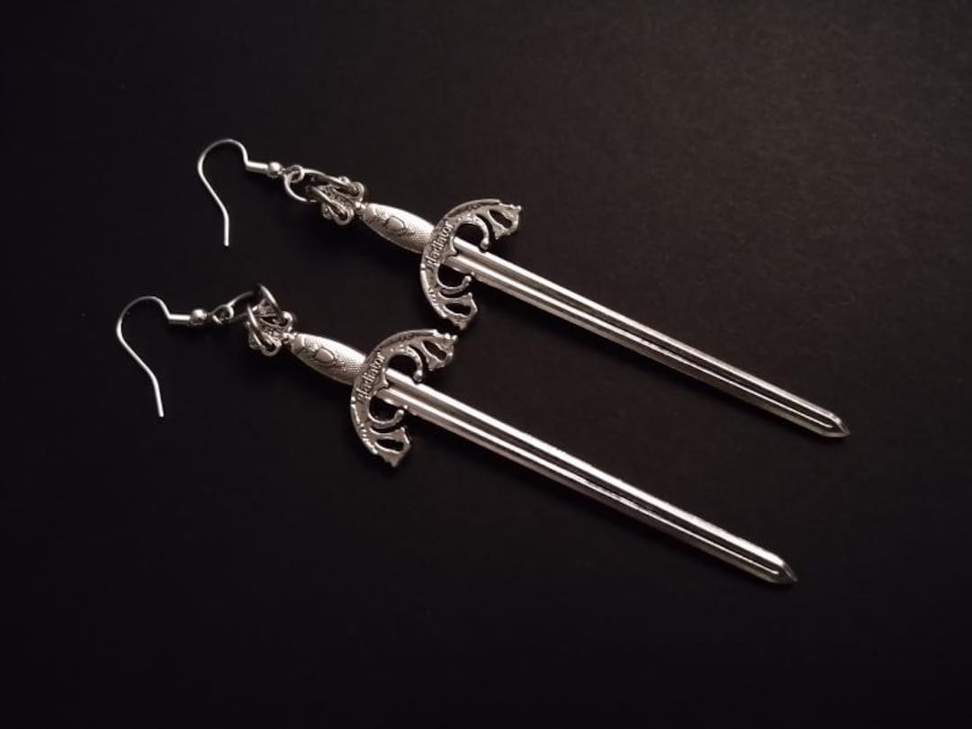 Gothic Sword Earring Plain Blades With Elegant Hilts - Etsy