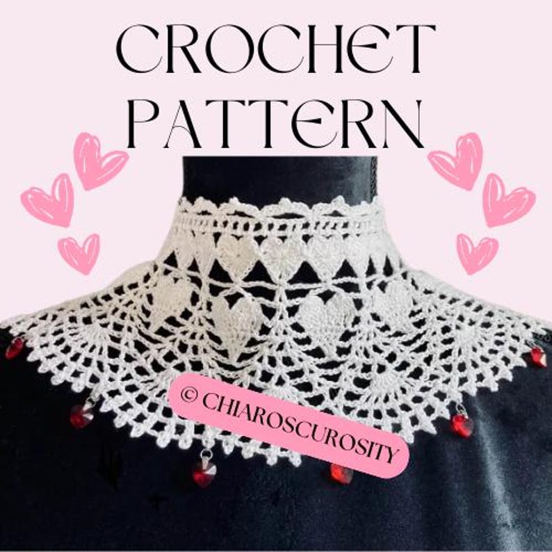 Sweetheart Collar | Crochet Lace Heart Choker Pattern - Etsy