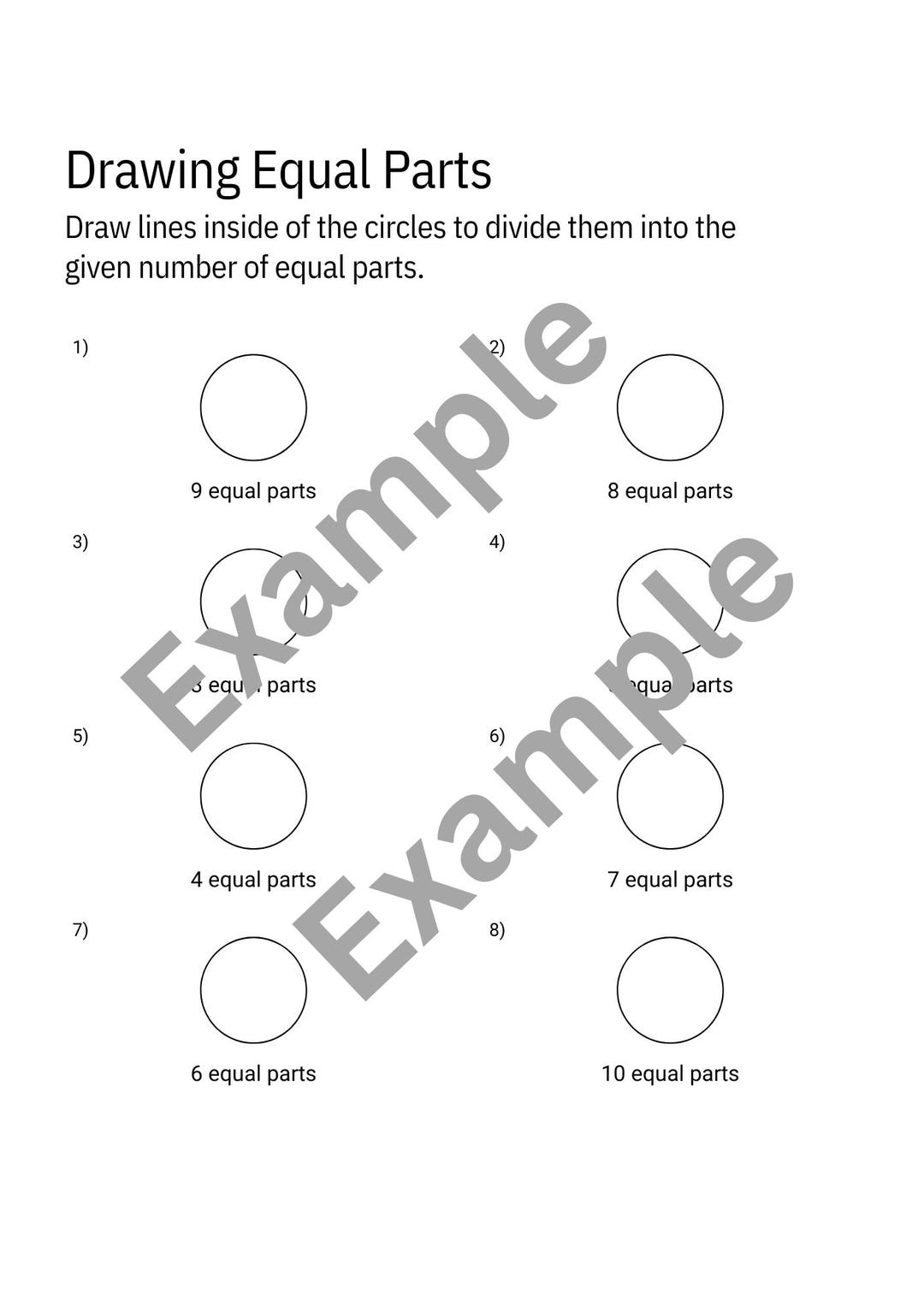 Introduction to Fraction Worksheets==5 Pages==instant Download - Etsy