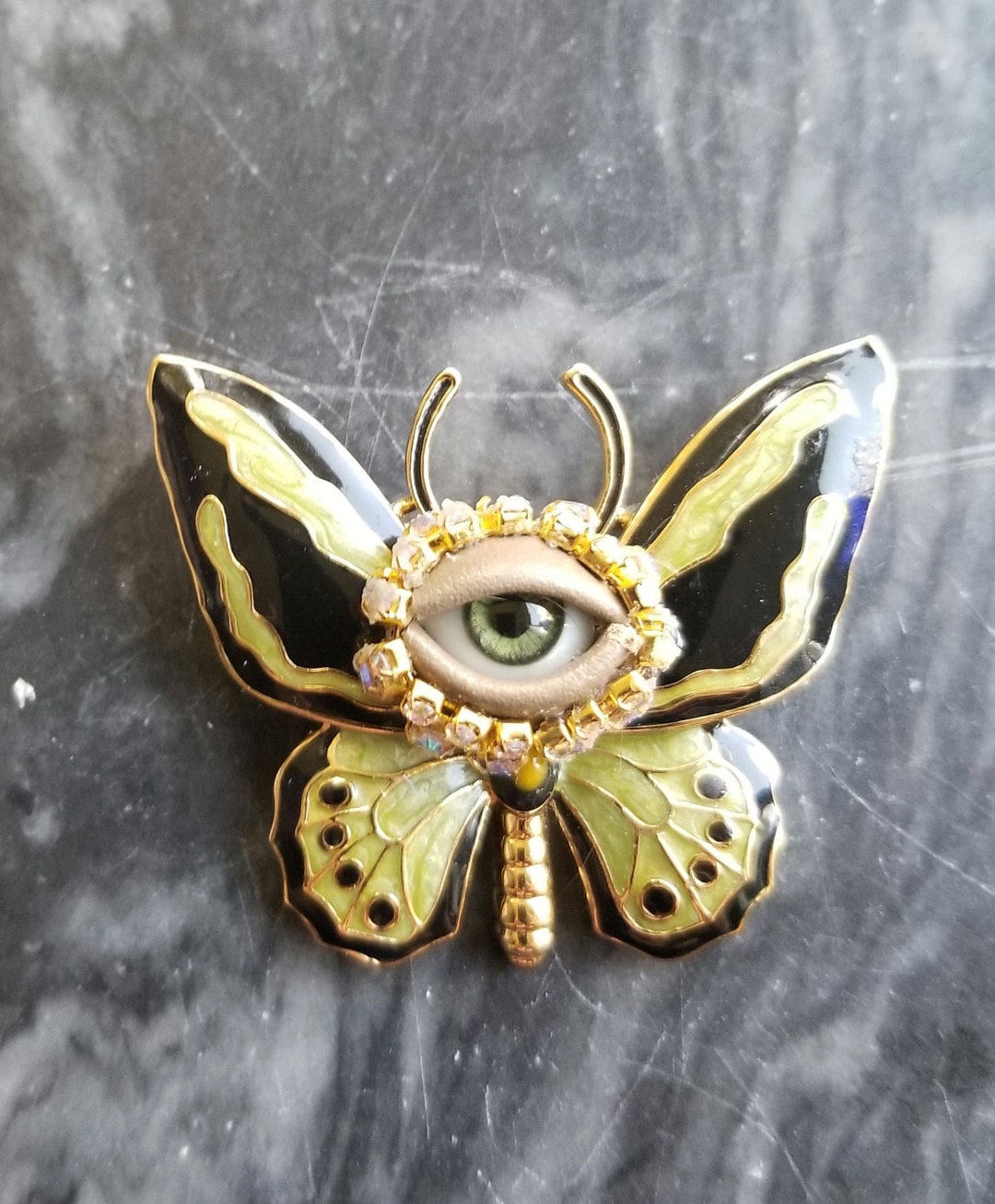 Green Birdwing Butterfly Wink - Lovely Vintage Brooch. Striking Mixed ...