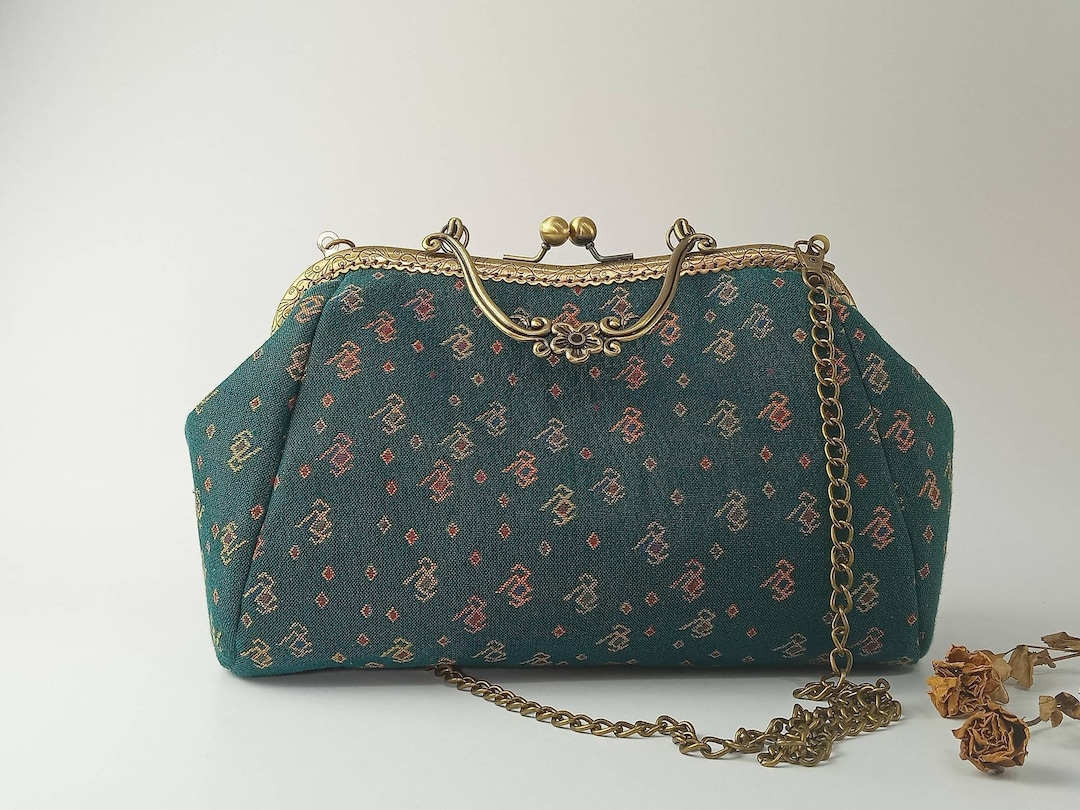 Kiss Lock Handbag, Large Kisslock Bag, Evening Clutch, Retro Kiss Lock ...