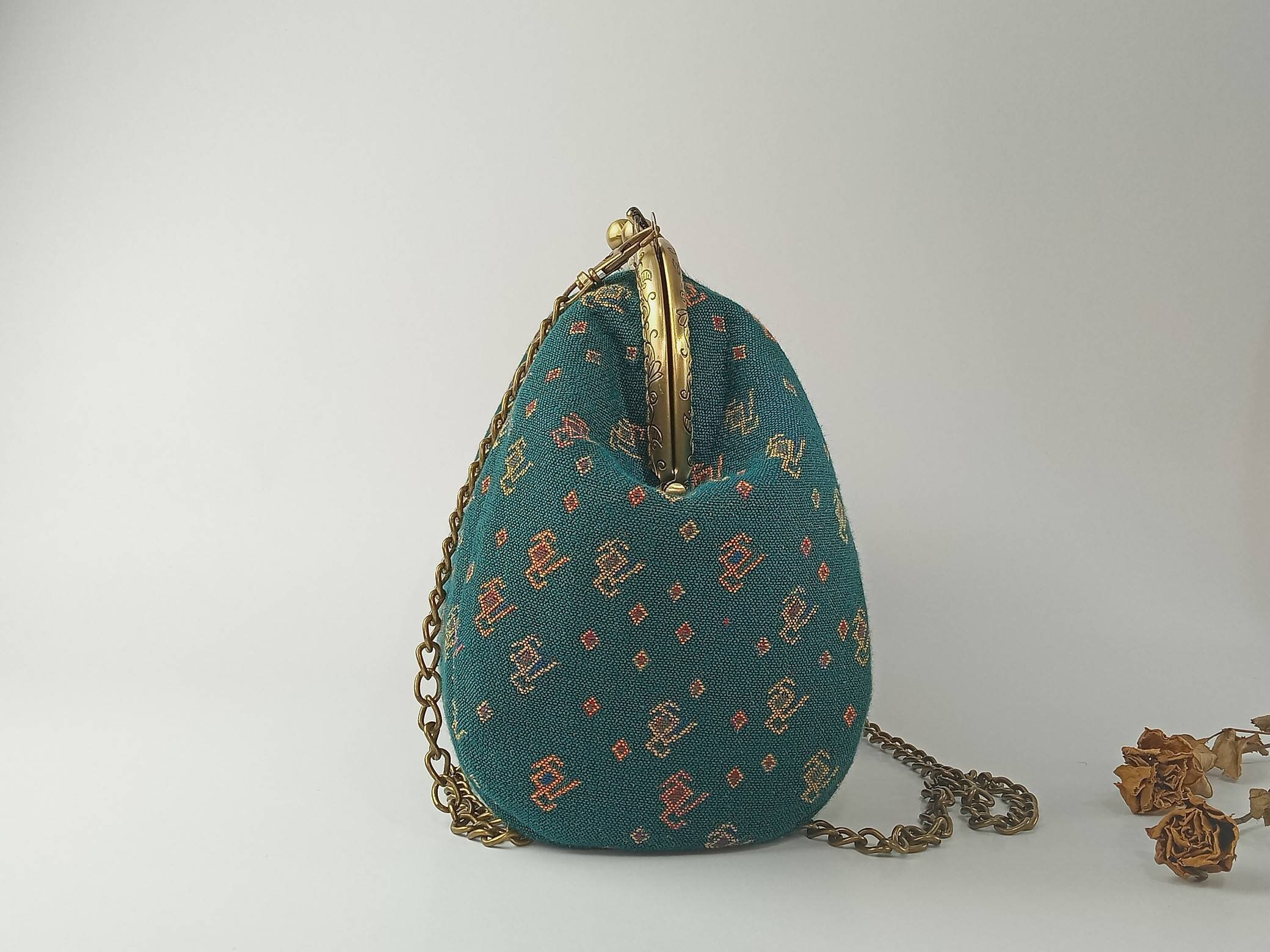 Kiss Lock Handbag, Large Kisslock Bag, Evening Clutch, Retro Kiss Lock ...