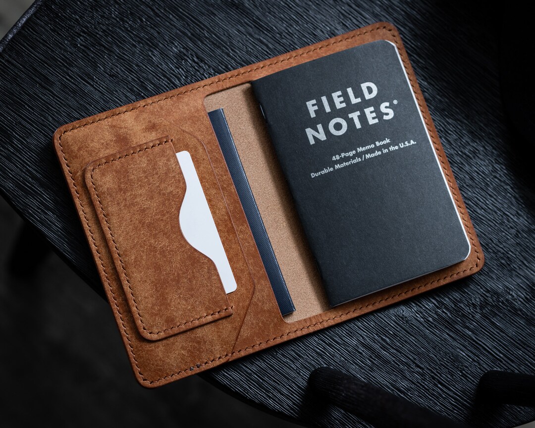 Leather Field Wallet / Notebook Wallet / Notebook Cover - Cognac - Etsy