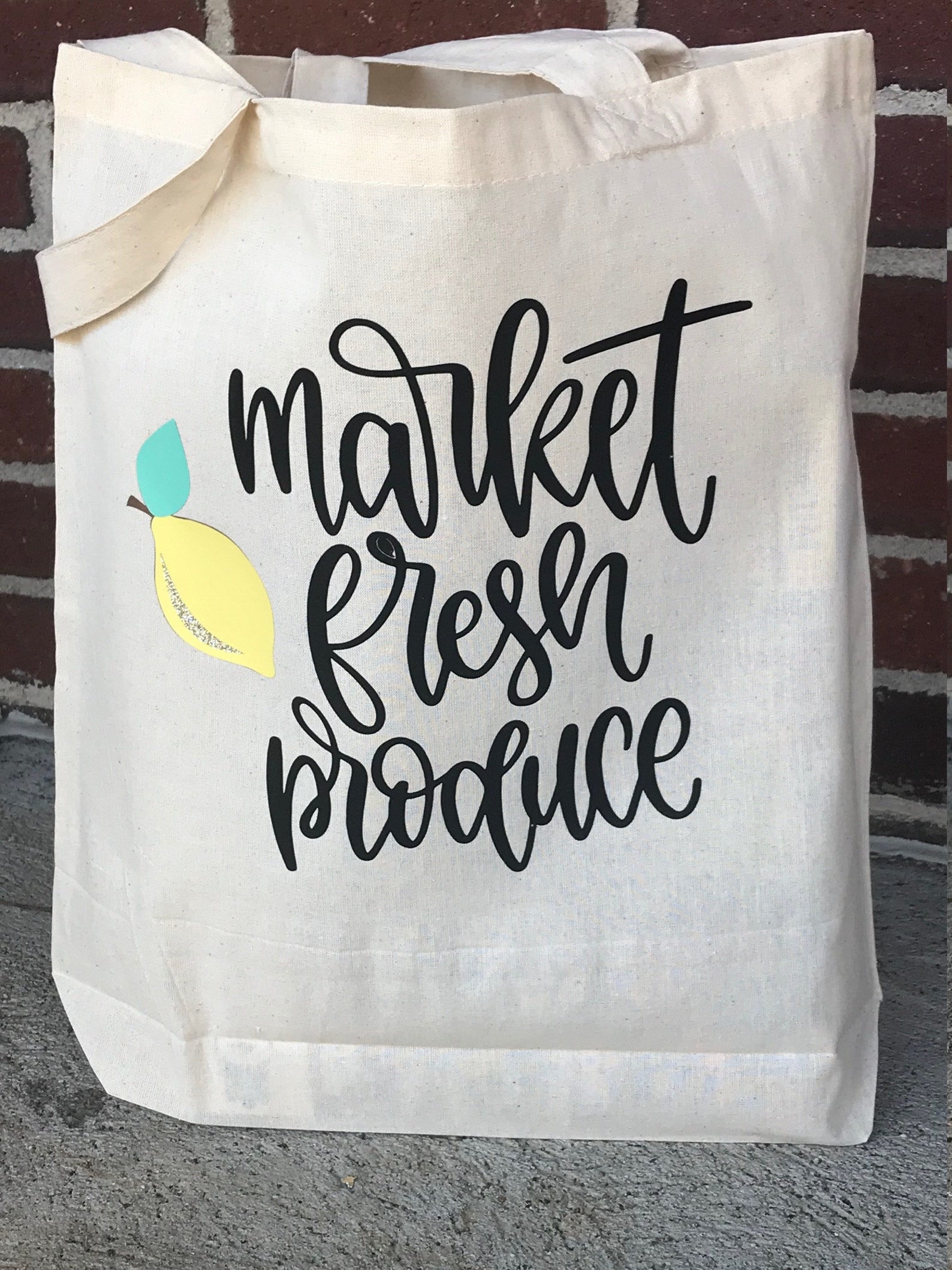 Market Fresh Produce Canvas Tote, Market Bag, Shoulder Bag, Tote Bag ...