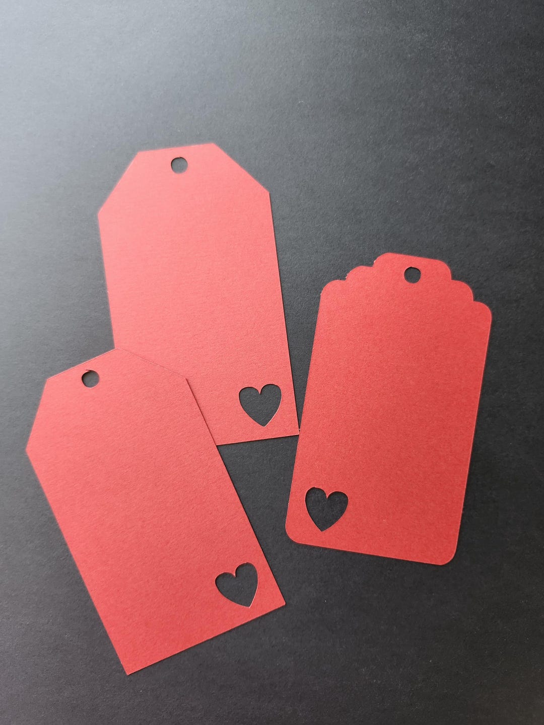 Red Gift Tags/gifting/christmas Tree, Heart Cutout OR Plain - Etsy