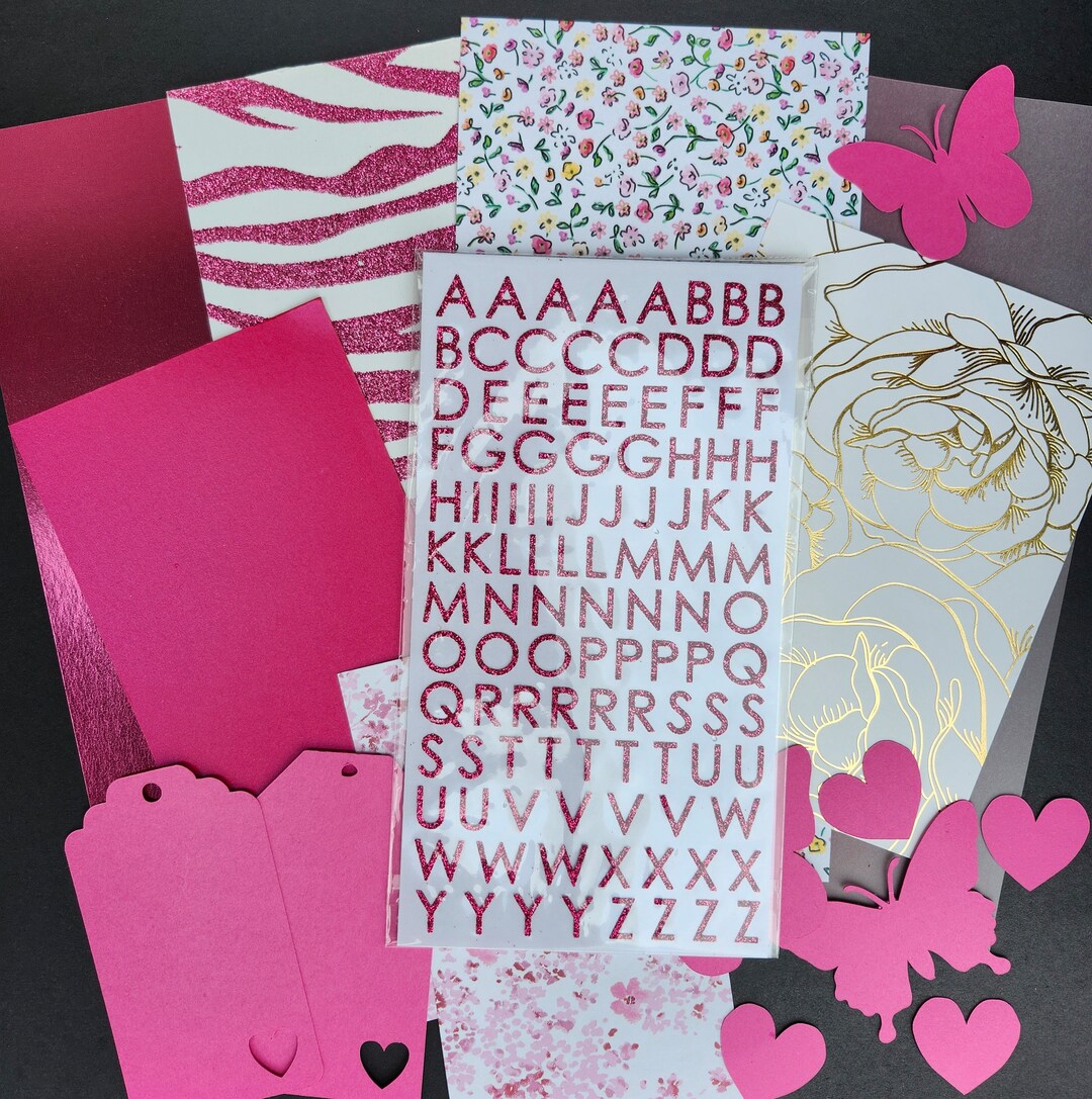 Scrapbooking Materials PINK /new Stickers/ Multiple Patterns/ Cardstock ...