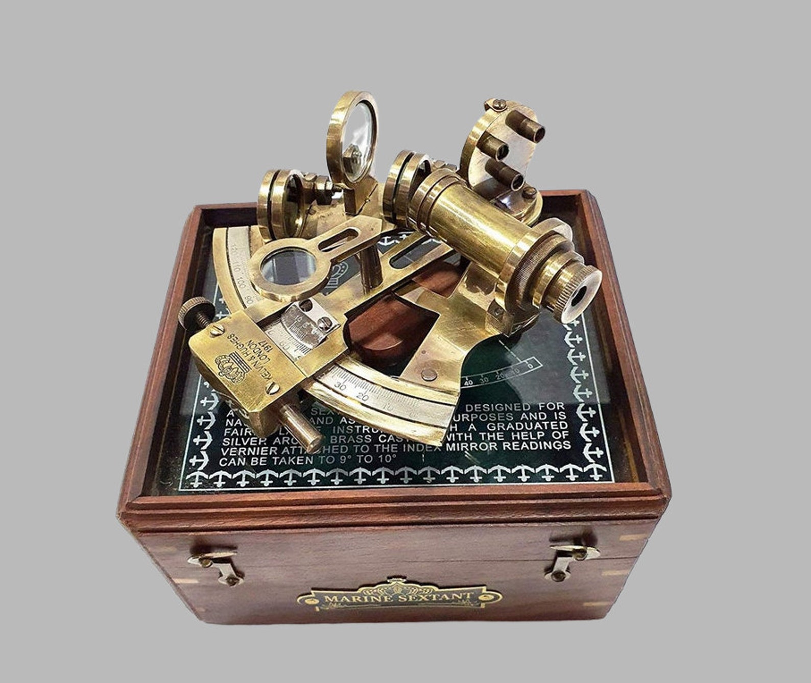 Vintage Nautical Brass Sextant Antique Brass Polished Etsy