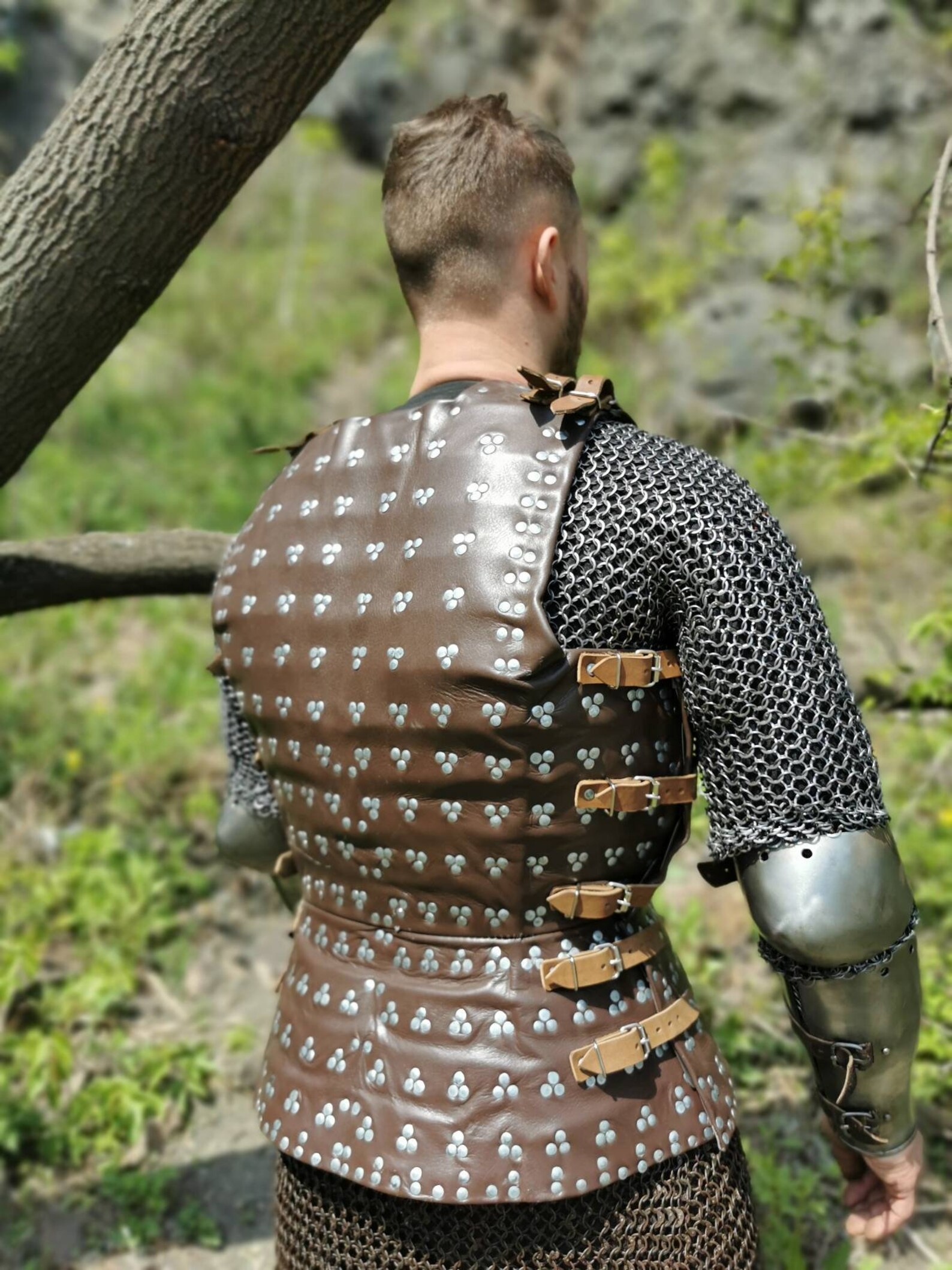 Leather brigandine for reenactment knight costume LARP steel | Etsy