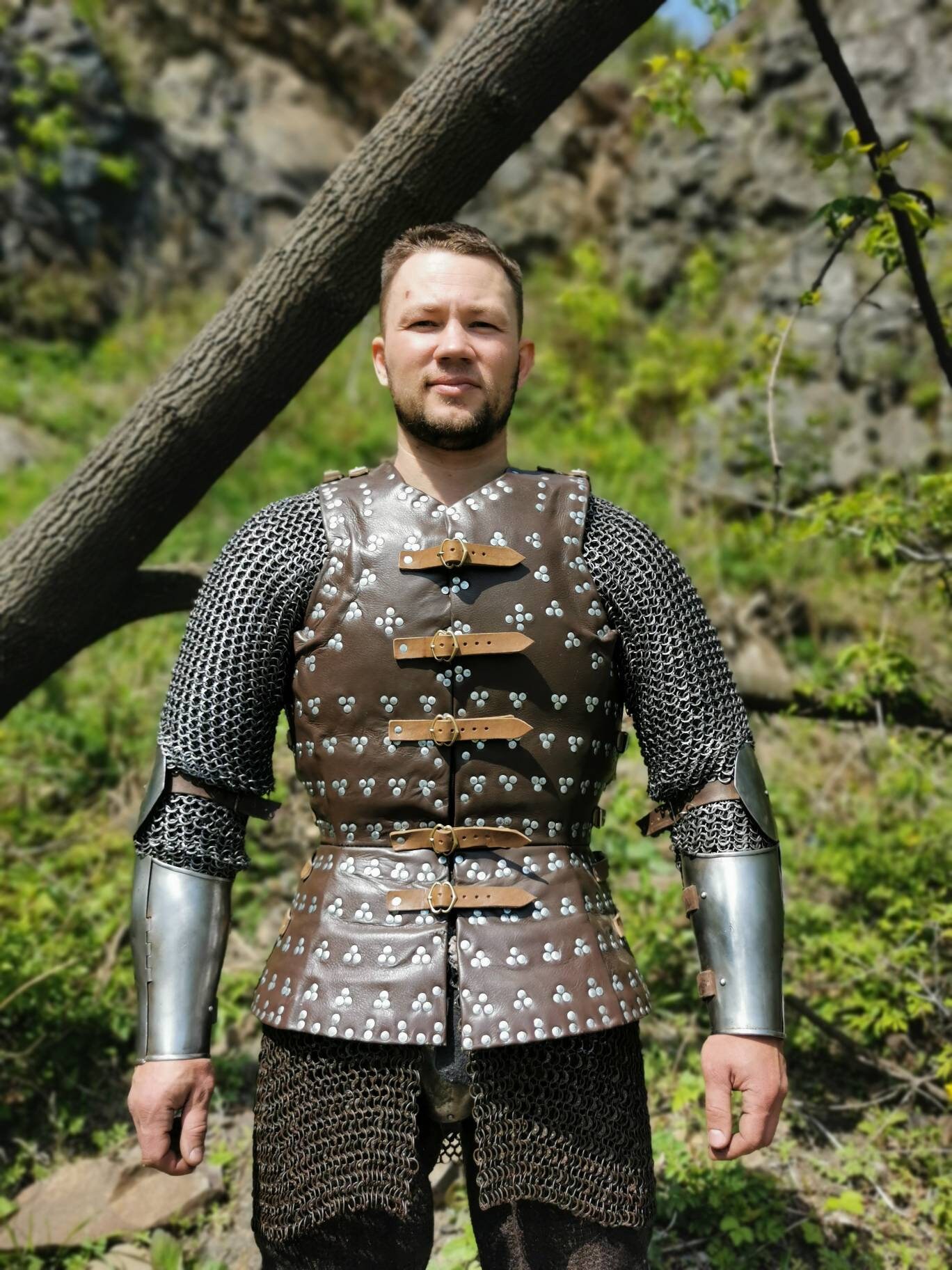 Leather brigandine for reenactment knight costume LARP steel | Etsy