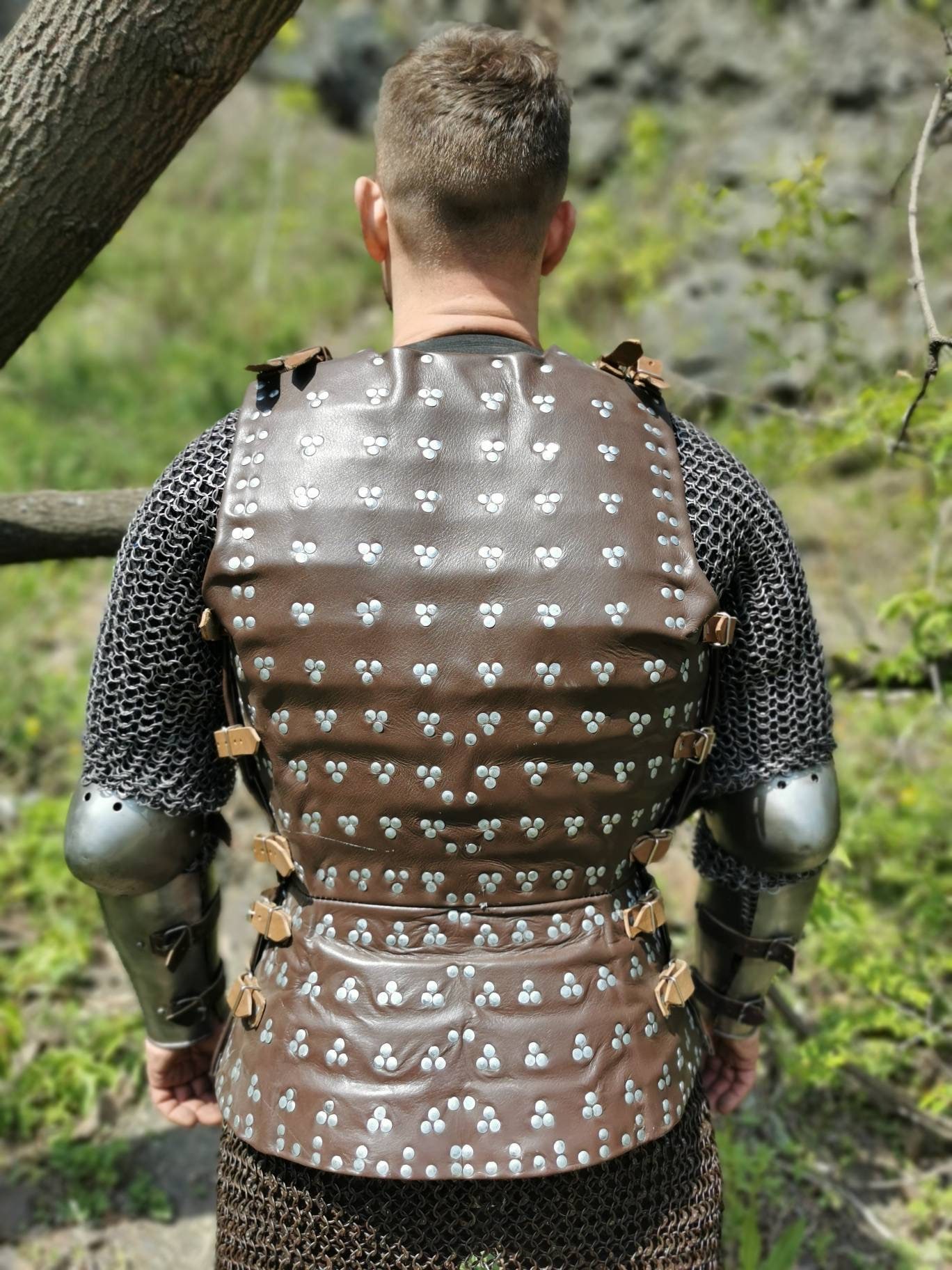 Leather brigandine for reenactment knight costume LARP steel | Etsy