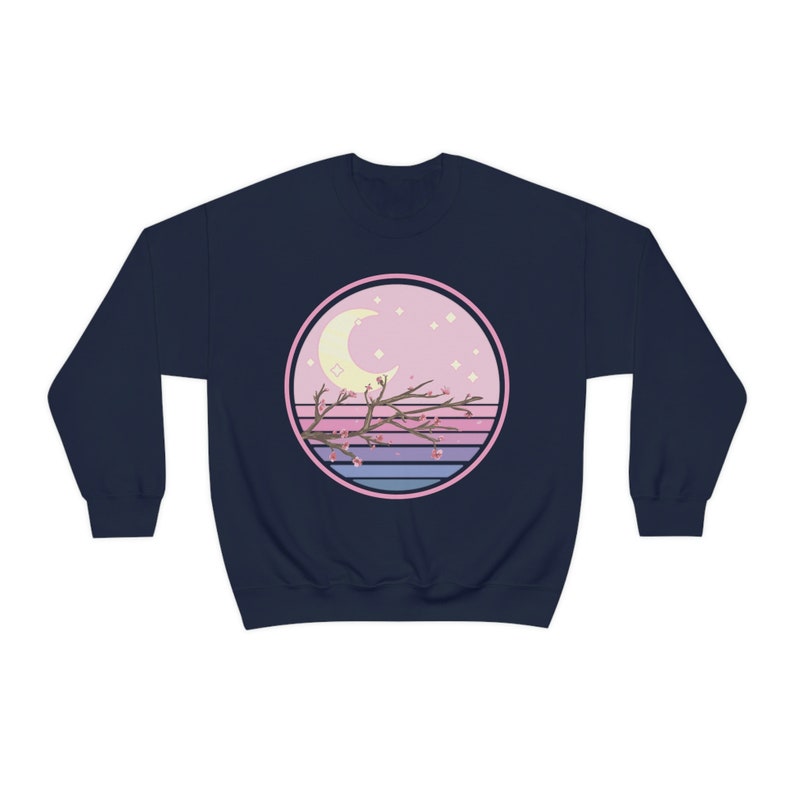 Crescent Moon Cherry Blossom Sweater - Kawaii Vaporwave, Pastel Goth ...