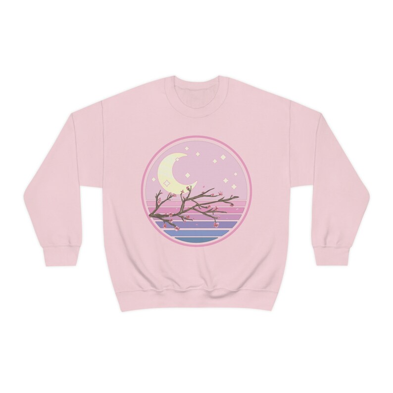 Crescent Moon Cherry Blossom Sweater - Kawaii Vaporwave, Pastel Goth ...
