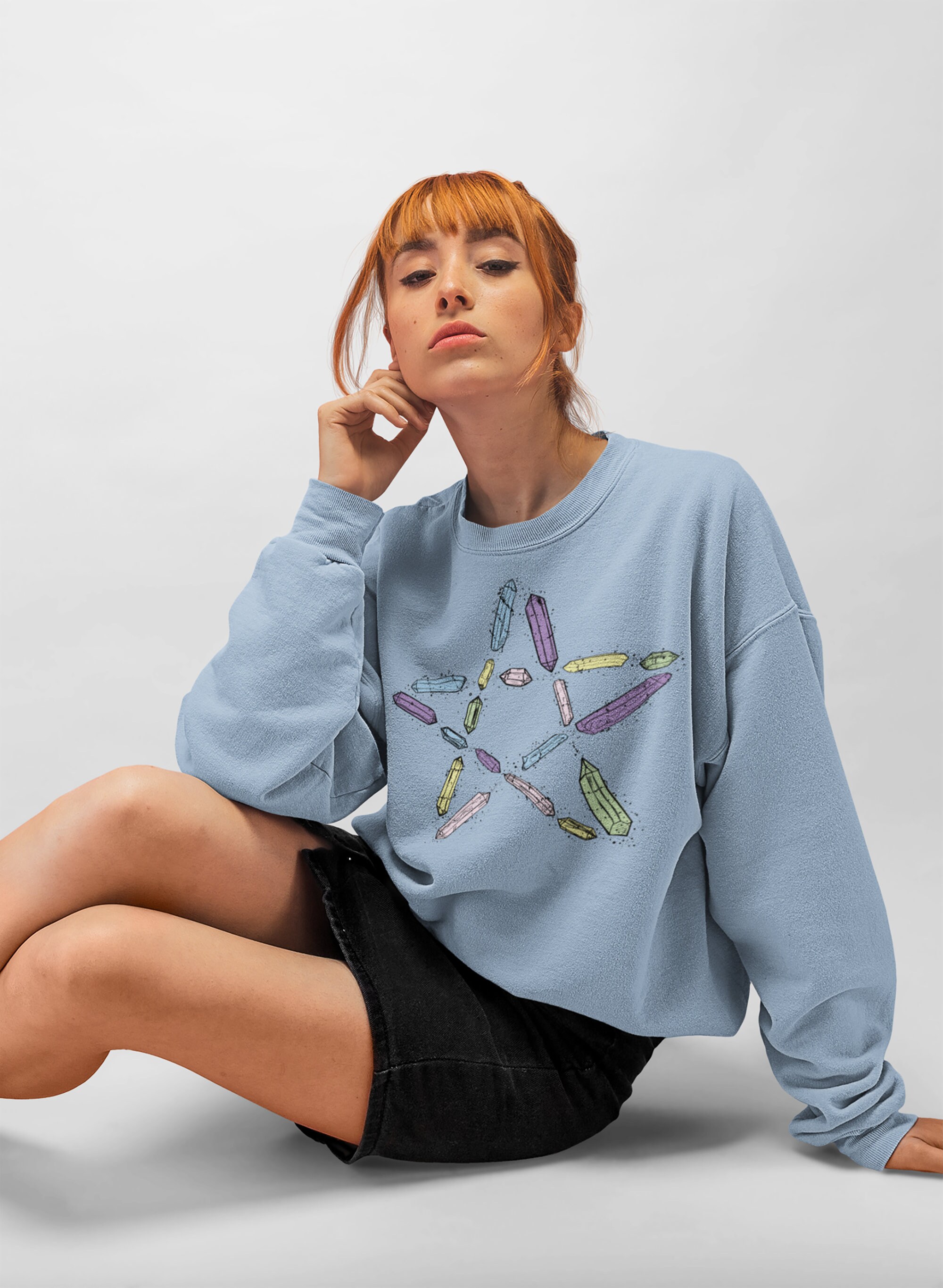 Gem Witch Pentagram Sweater - Witchy Crystal Sweater, Pastel Goth ...