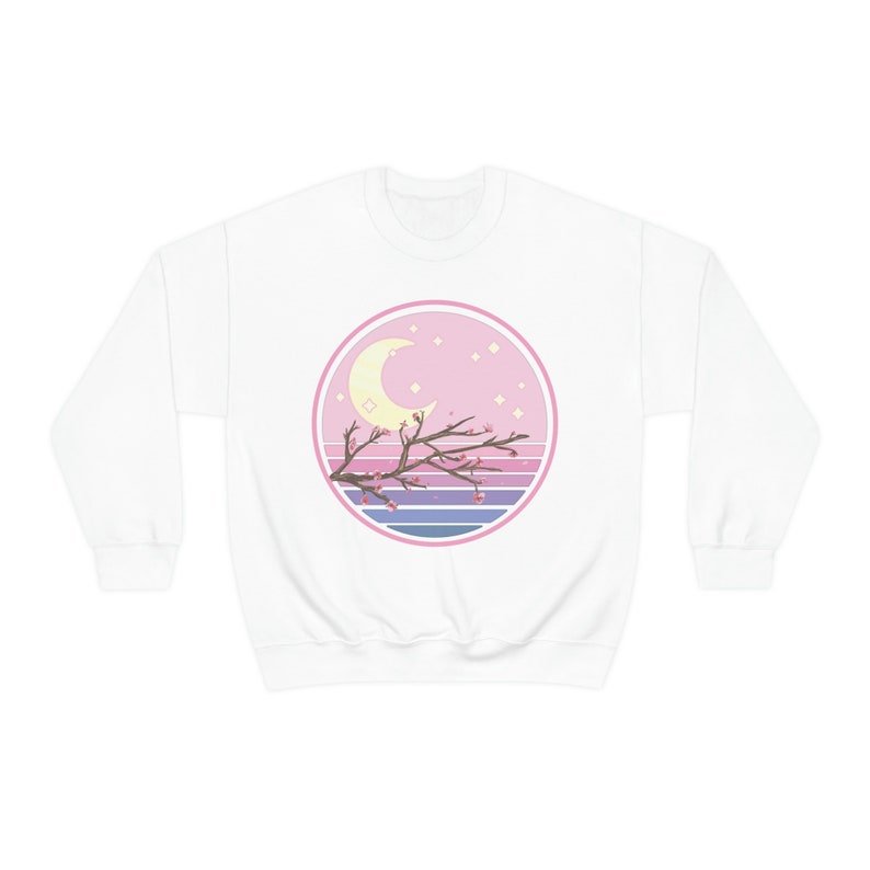 Crescent Moon Cherry Blossom Sweater - Kawaii Vaporwave, Pastel Goth ...