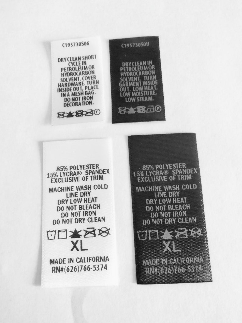 Set of 1000 Pcs Custom Printed White Satin Care Labels 1 Inch X Within ...