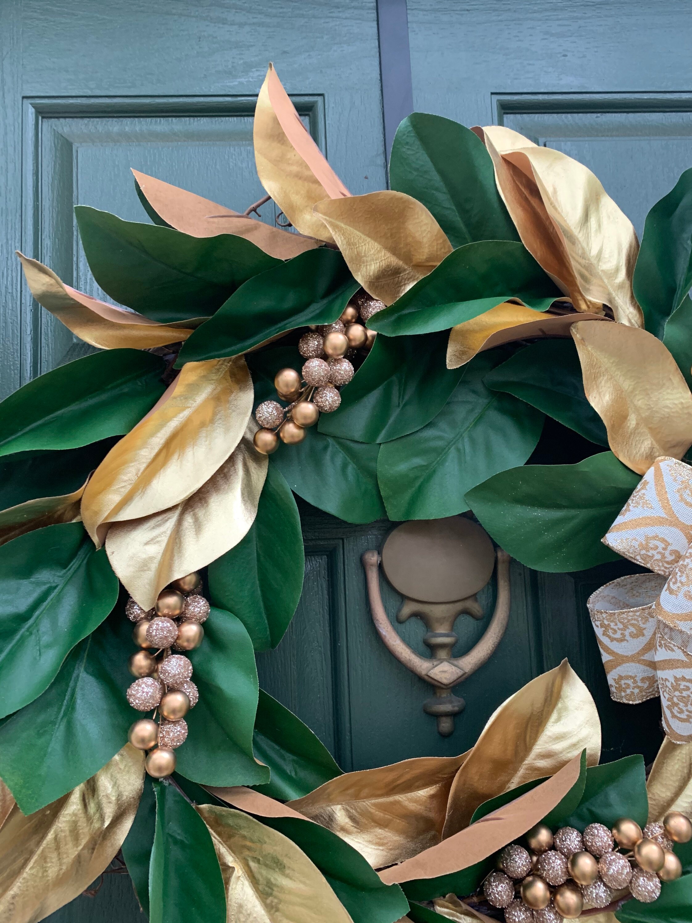 Gold Magnolia Leaf Wreath Magnolia Front Door Wreath - Etsy.de