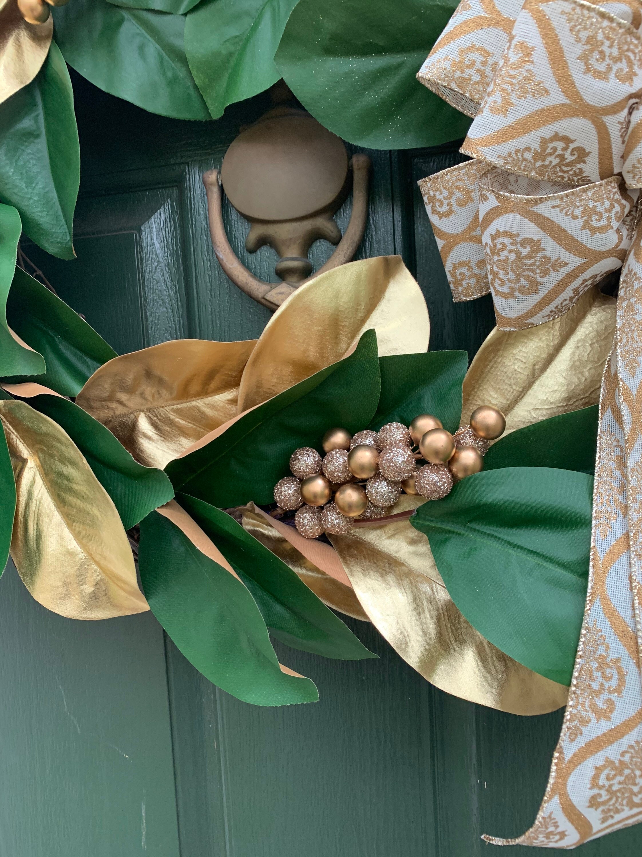 Gold Magnolia Leaf Wreath Magnolia Front Door Wreath - Etsy.de