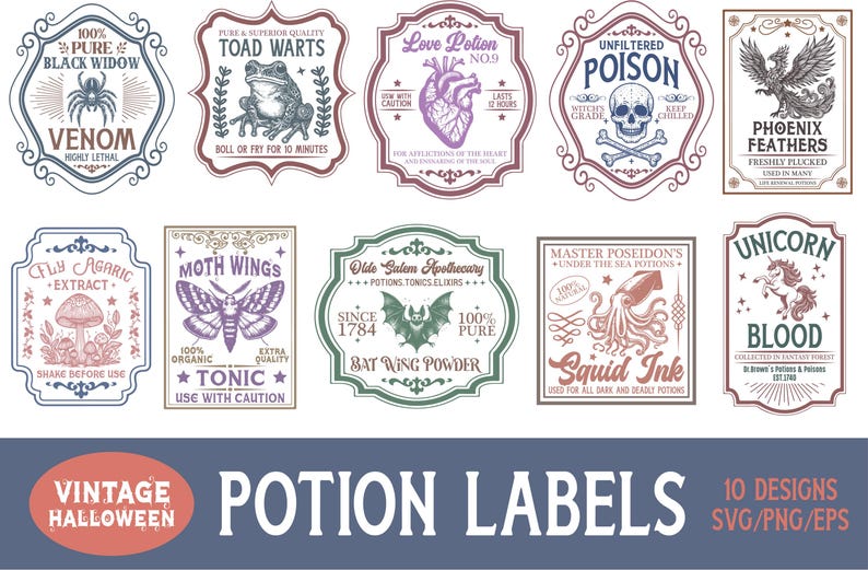 Vintage Halloween Potion Label Bundle - Etsy