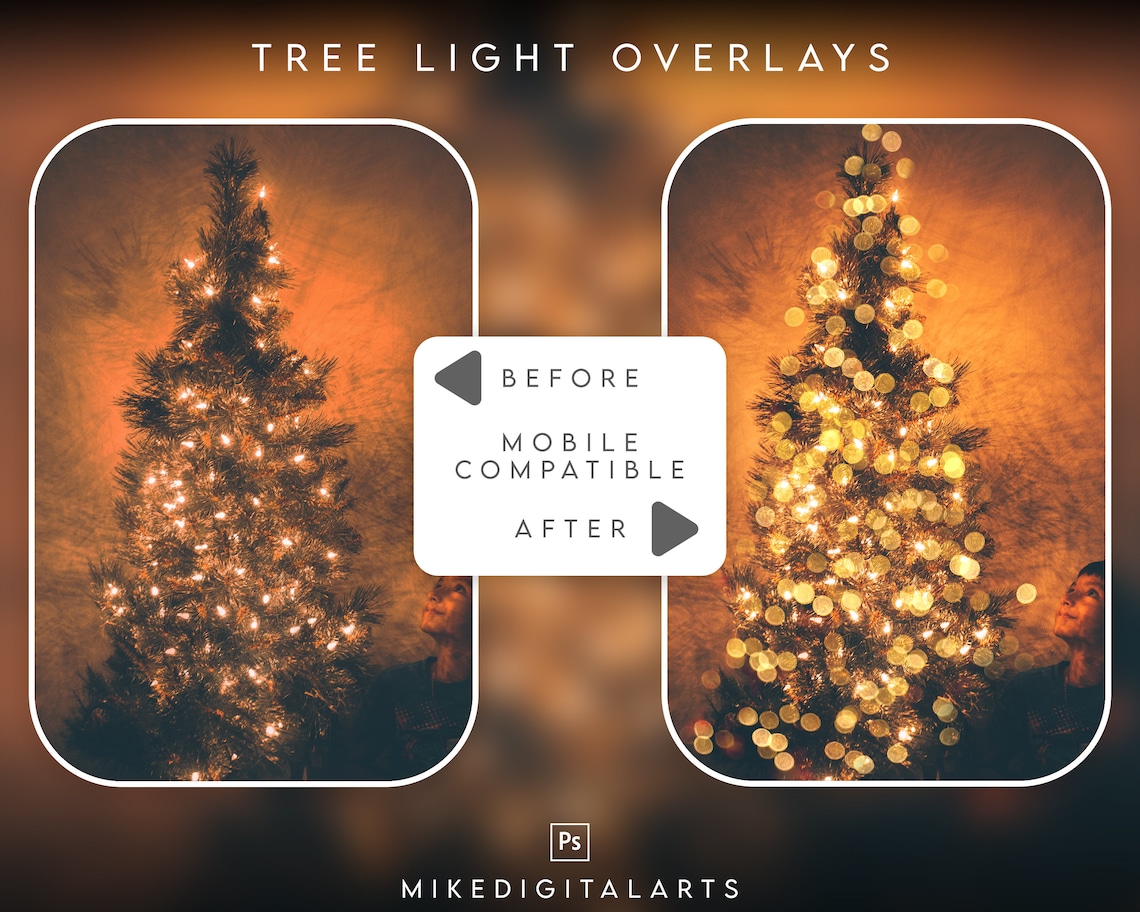 25 Christmas Tree Lights Overlays for Photoshop PS Textures | Etsy