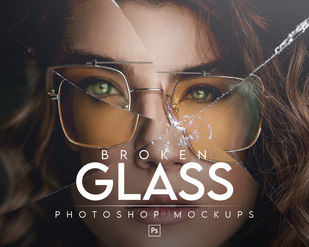 SHATTERED GLASS Mirror OVERLAY Mockup, Mirror Photoshop Mockup, Broken ...