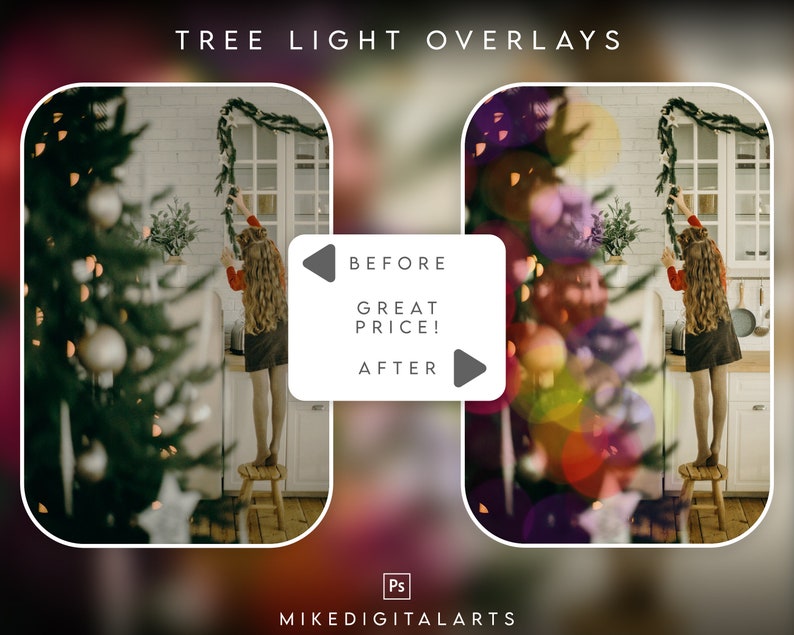 25 Christmas Tree Lights Overlays for Photoshop PS Textures - Etsy