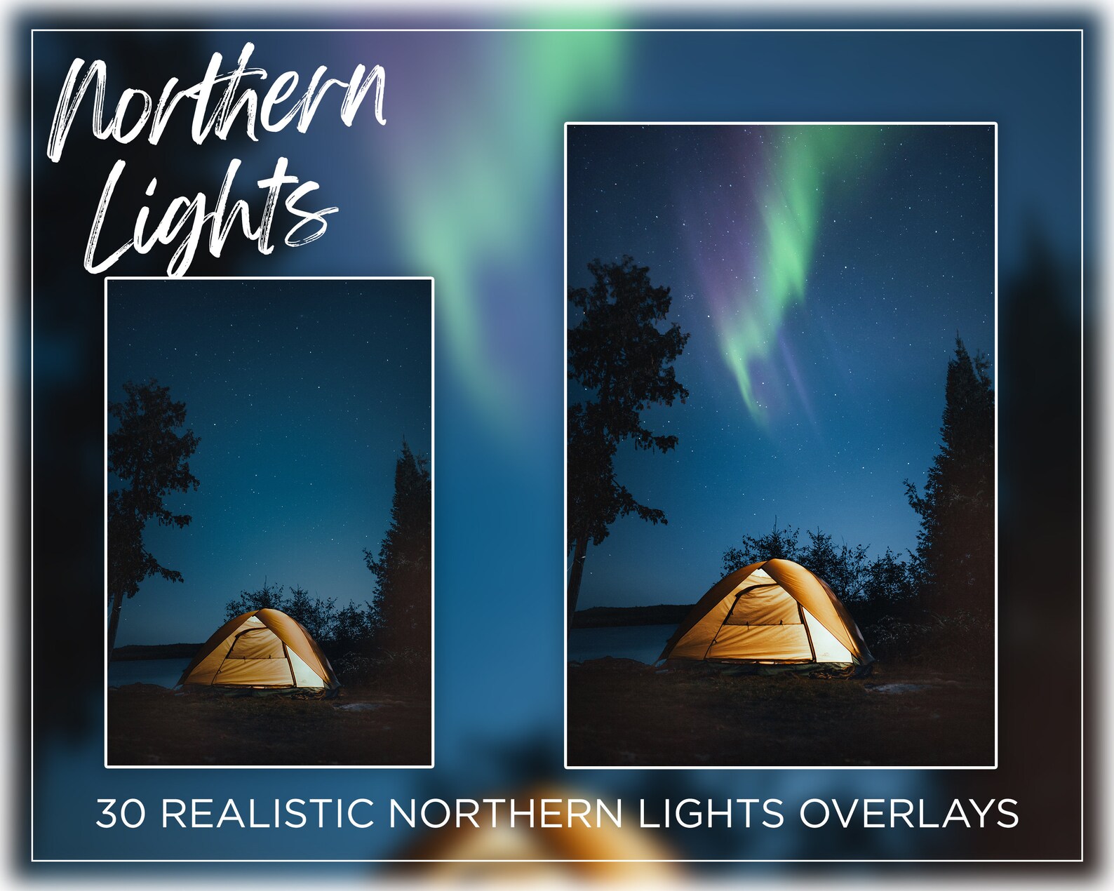 30 Northern Lights Photoshop Overlays. Aurora Borealis North - Etsy
