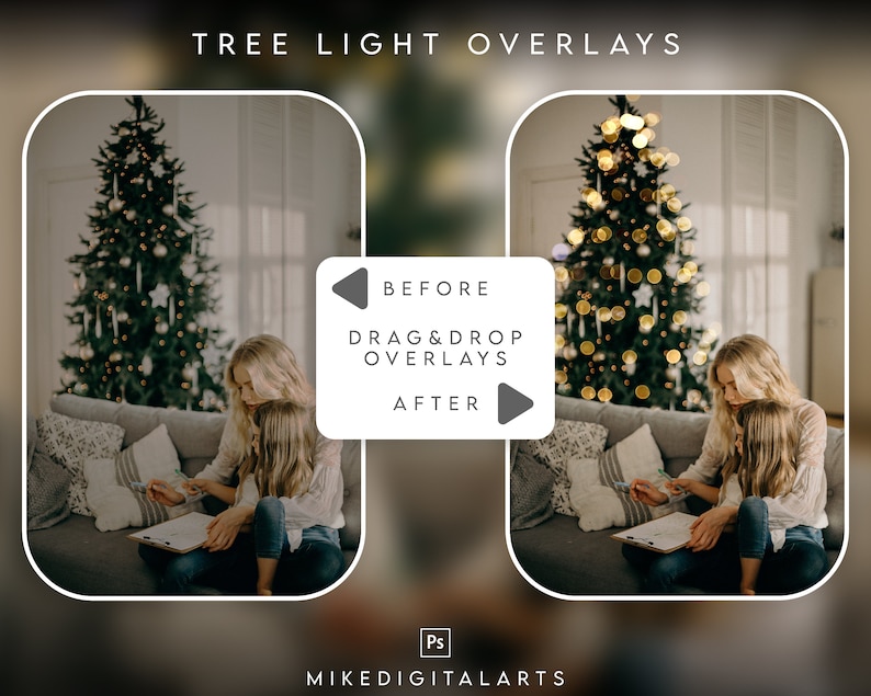 25 Christmas Tree Lights Overlays for Photoshop PS Textures - Etsy
