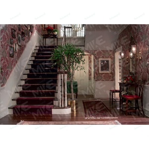 Home Alone Staircase Photography Backdrop, Christmas Digital Backdrop ...
