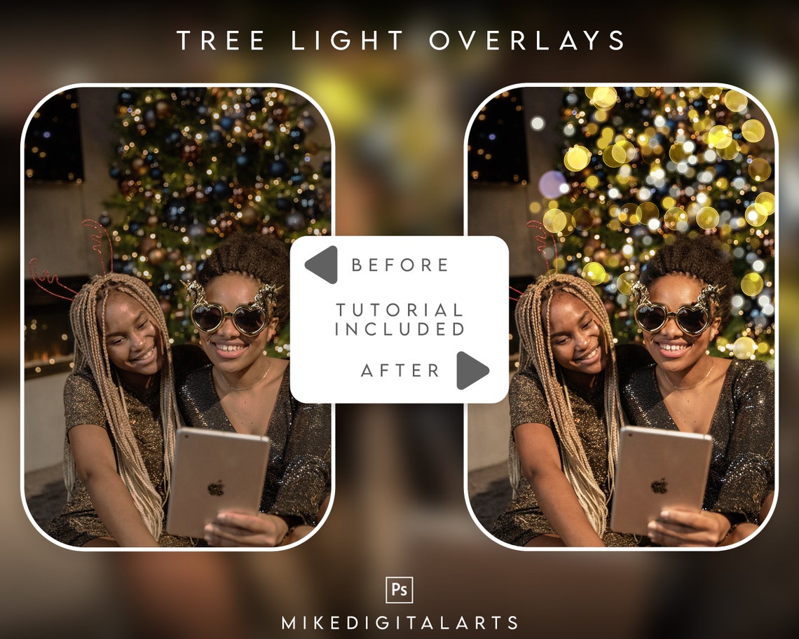 25 Christmas Tree Lights Overlays for Photoshop PS Textures - Etsy