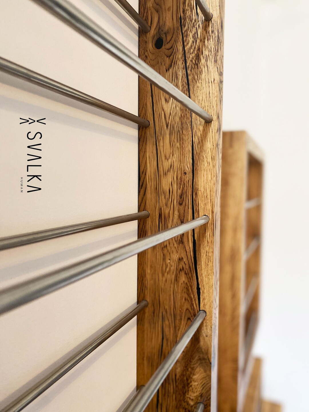 Rustic Oak Wine Rack With Black Epoxy Resin, Wall Mounted, Vertical ...